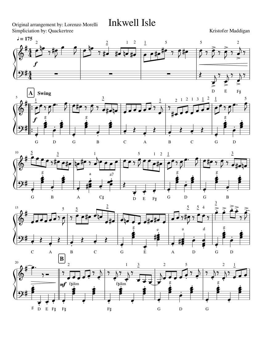 [Cuphead] Inkwell Isle One - Simplified Sheet music for Piano (Solo ...