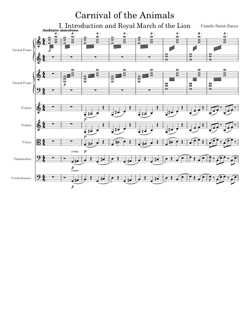 Carnival of the Animals, I. Introduction and Royal March of the Lion ...