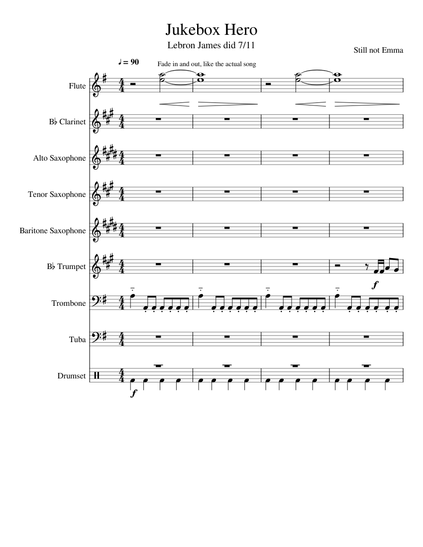 Jukebox Hero Sheet music for Piano, Trombone, Tuba, Flute & more ...