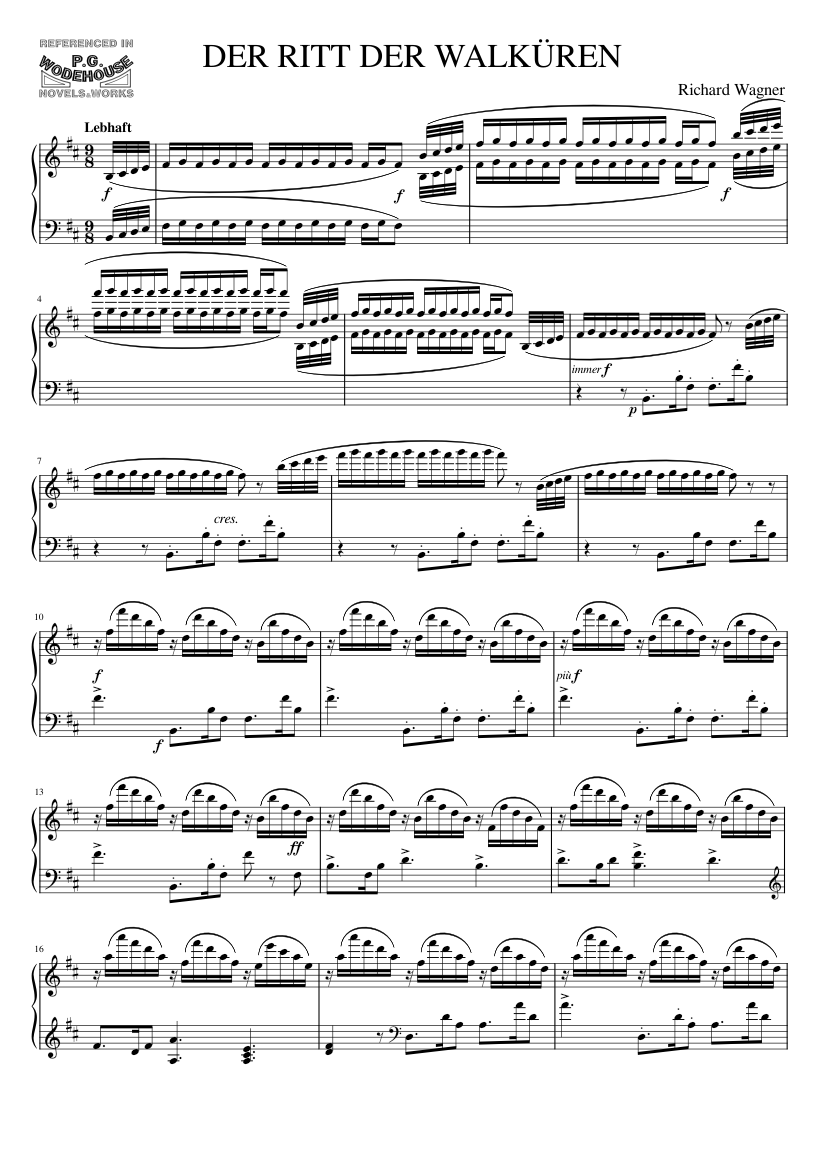 Der Ritt der Walküren - Richard Wagner Sheet music for Piano (Solo ...