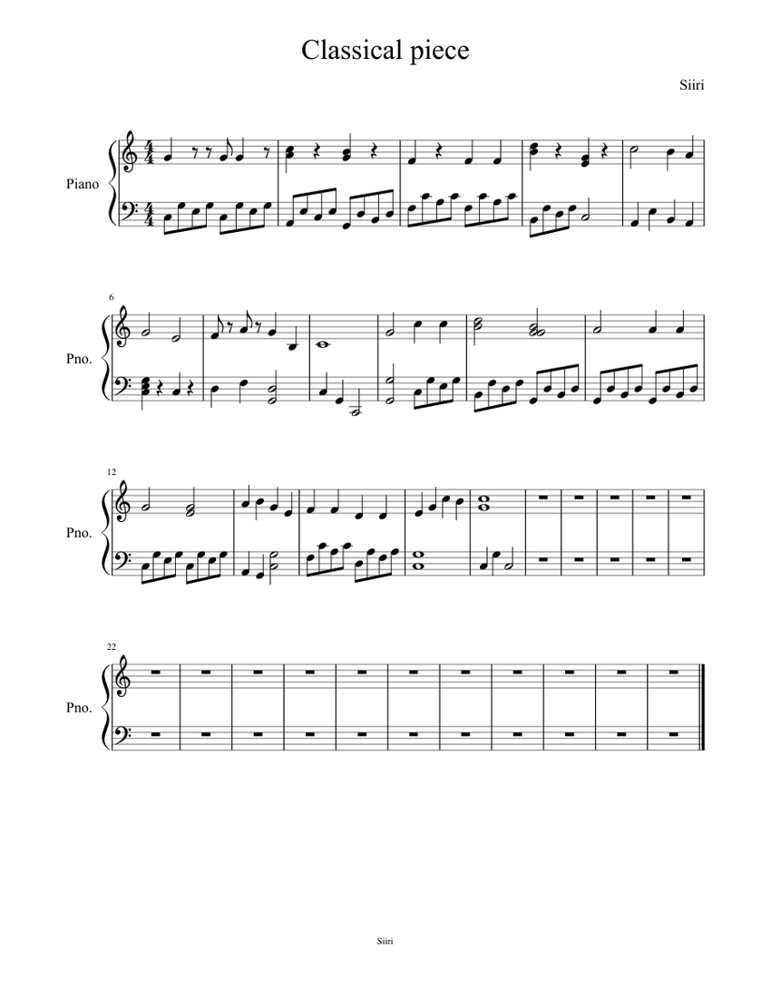 Classical Mozart Piano Composition Sheet music for Piano (Solo ...