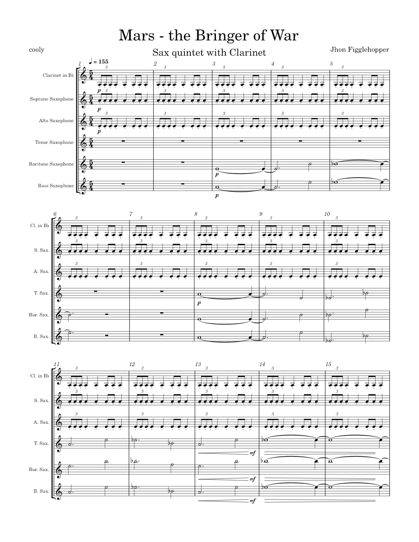 Mars, Bringer of War - from The Planets – Gustav Holst Sheet music for ...