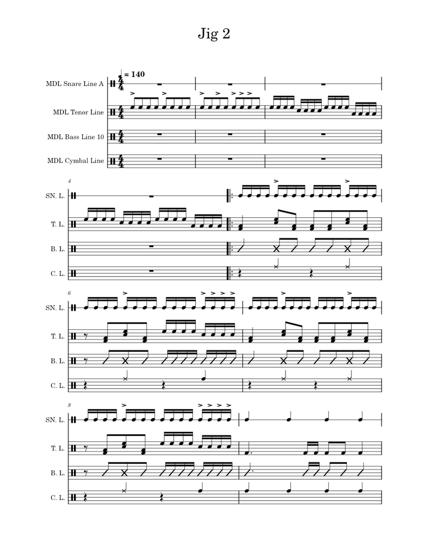 Jig 2 – Oak Mountain High School Sheet music for Snare drum, Crash ...