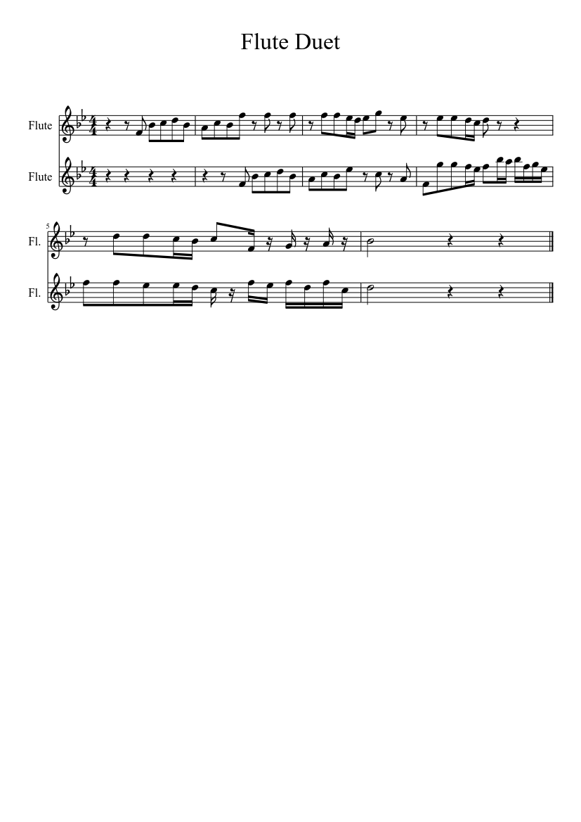 Flute Duet Sheet Music for Flute (Woodwind Duet) | MuseScore.com