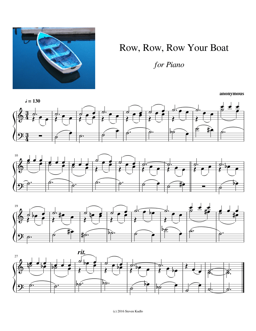 Row, Row, Row Your Boat Sheet Music for Piano (Solo) Easy | MuseScore.com
