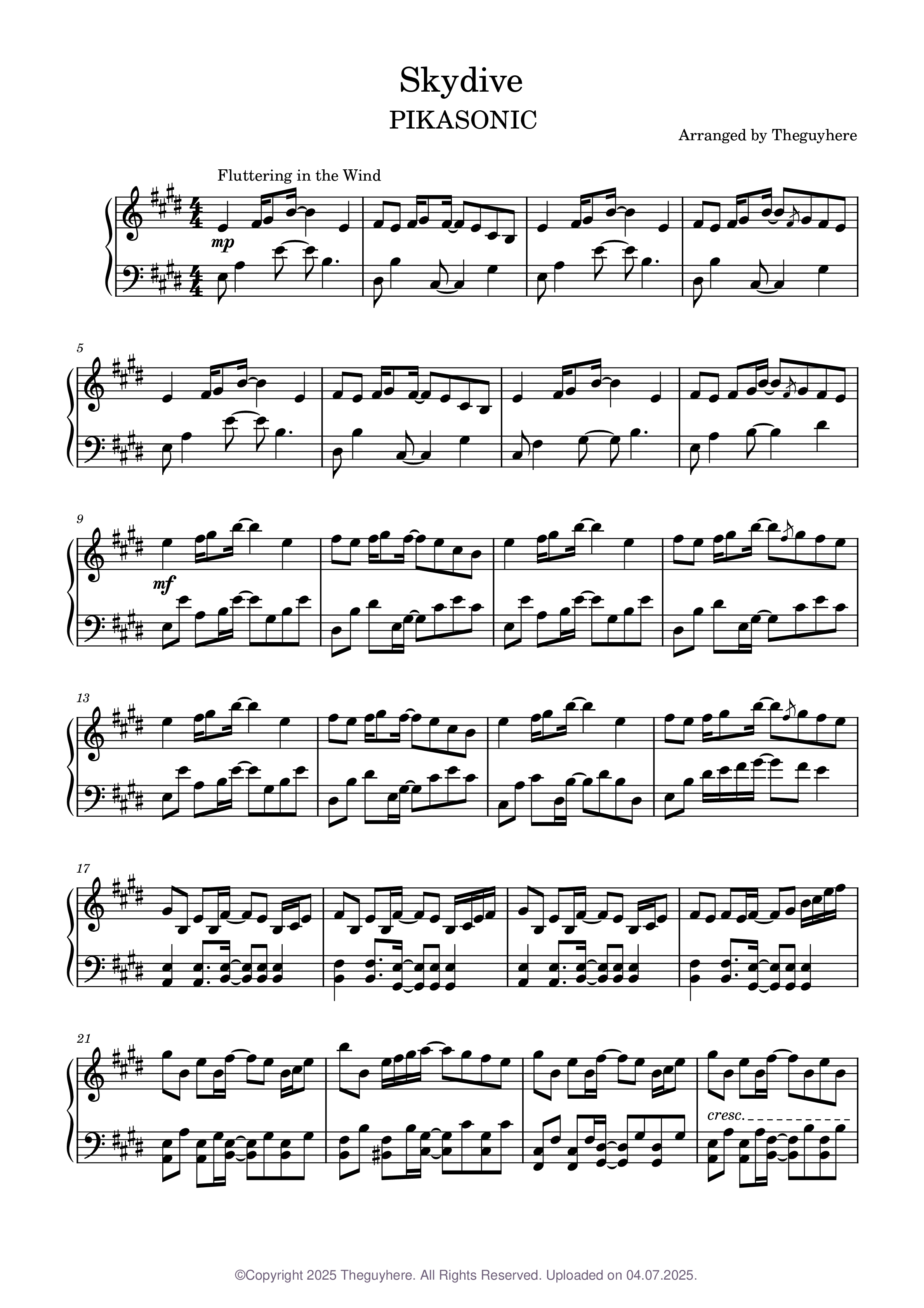 Skydive - PIKASONIC Sheet Music for Piano (Solo) | MuseScore.com
