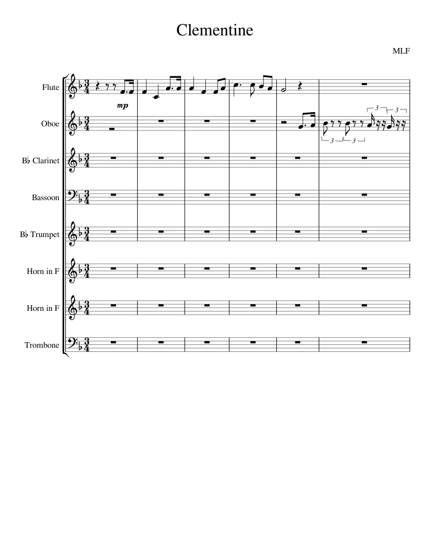Clementine Sheet music for Trombone, Cornet, Flute, Oboe & more ...
