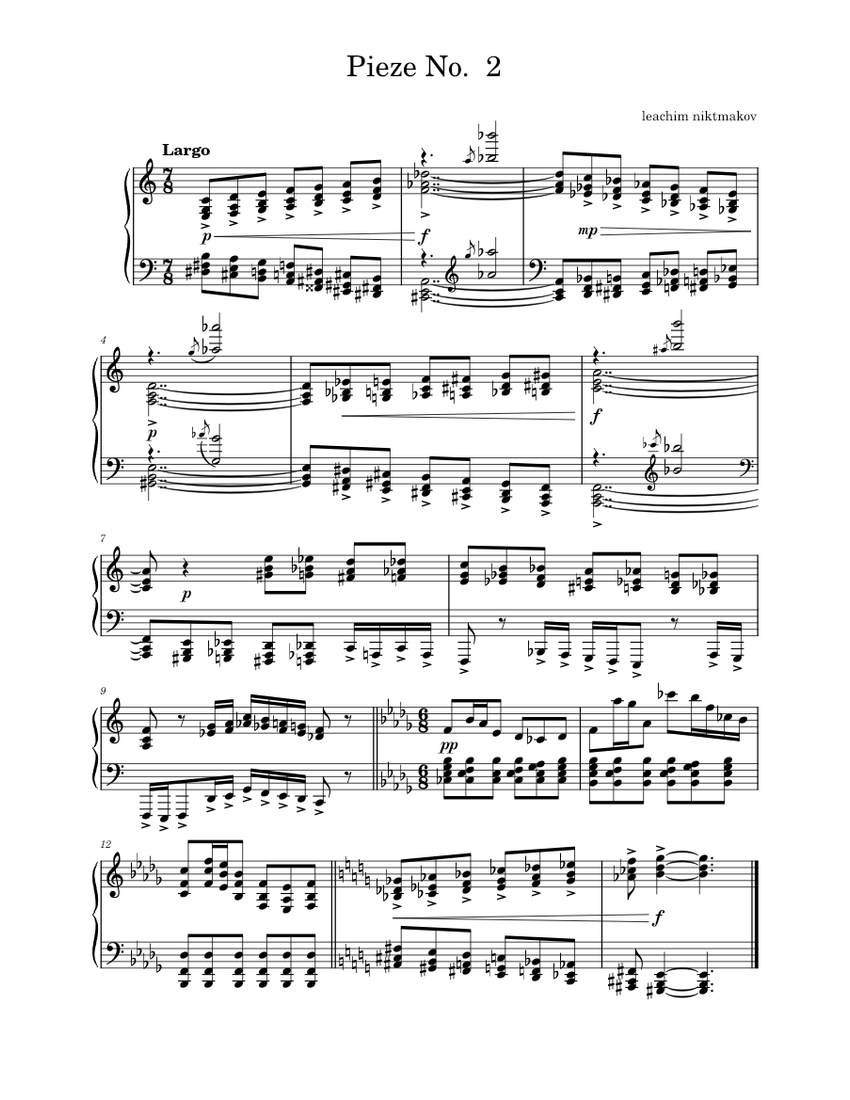 Pieze No. 2 Sheet music for Piano (Solo) | Musescore.com