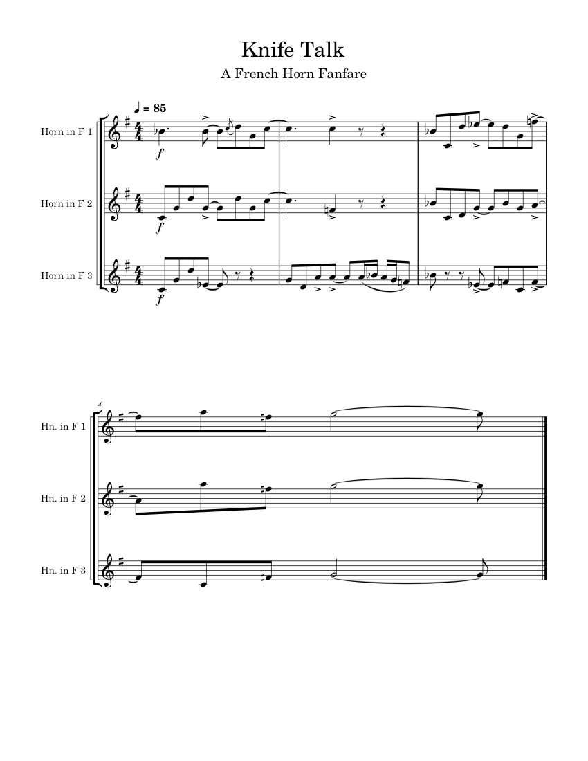 Knife Talk Sheet music for French horn (Mixed Trio) | Musescore.com