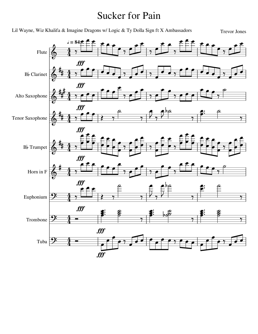 Sucker_for_Pain Sheet music for Trombone, Euphonium, Tuba, Flute & more ...