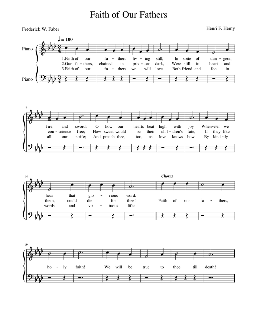 Faith Of Our Fathers (Soprano) - Henri F. Hemy Sheet music for Piano ...