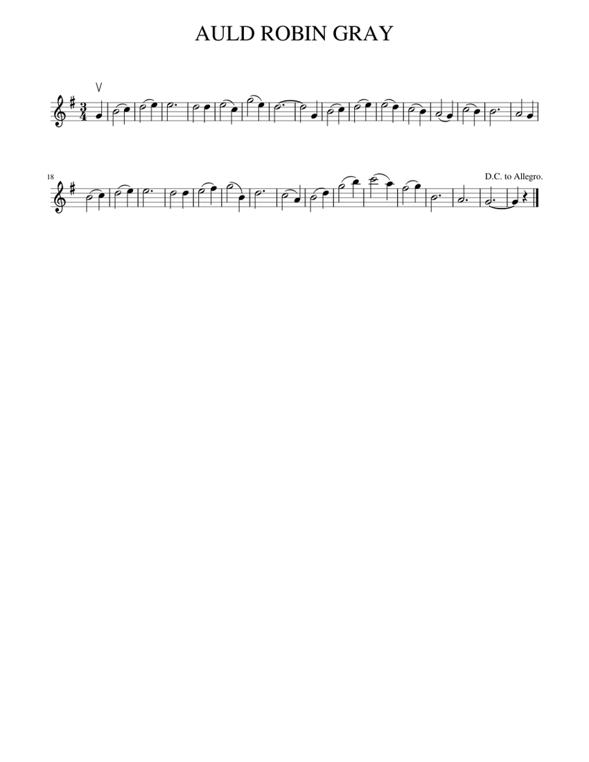 AULD ROBIN GRAY Sheet music for Piano (Solo) | Musescore.com