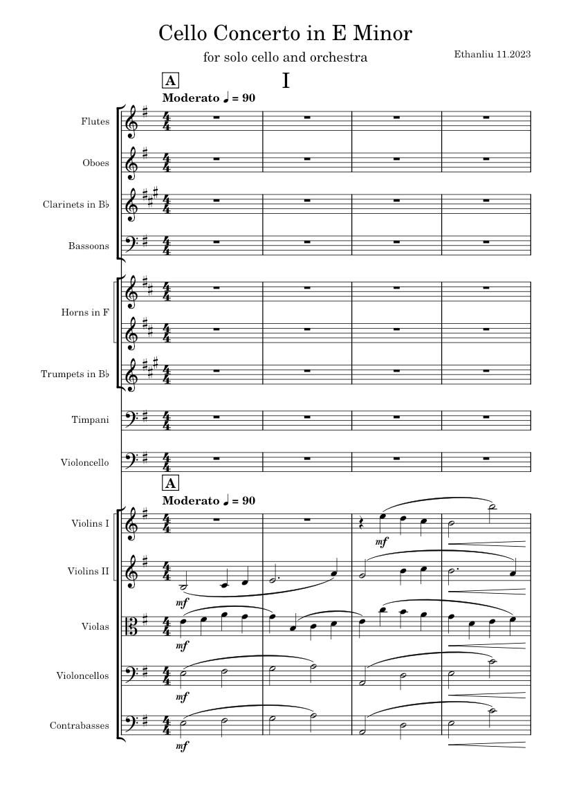 Cello Concerto in E Minor - for solo cello and orchestra Sheet music ...