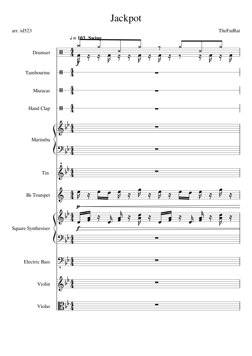 TheFatRat - Jackpot Sheet Music for Tambourine, Trumpet in b-flat ...
