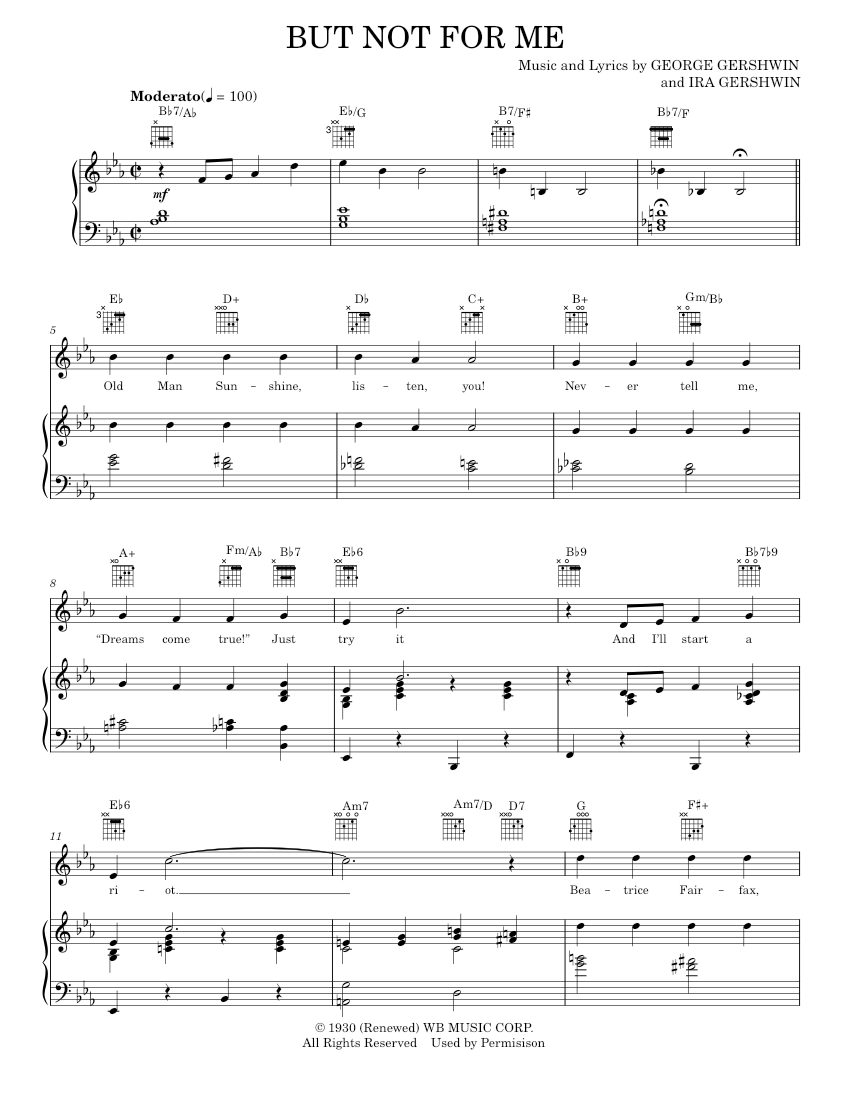 Play Official version of But Not For Me Sheet Music by George Gershwin ...
