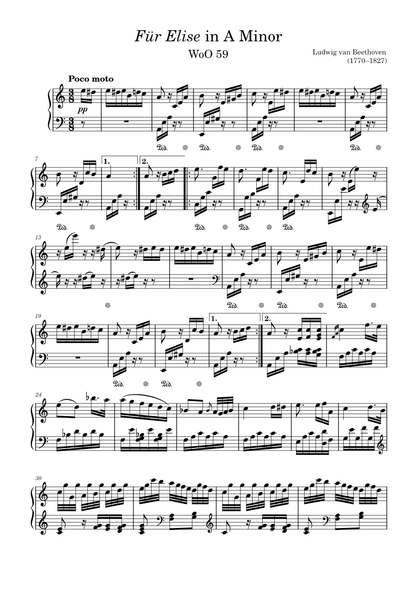 Für Elise – Beethoven Sheet Music for Piano (Solo) | MuseScore.com