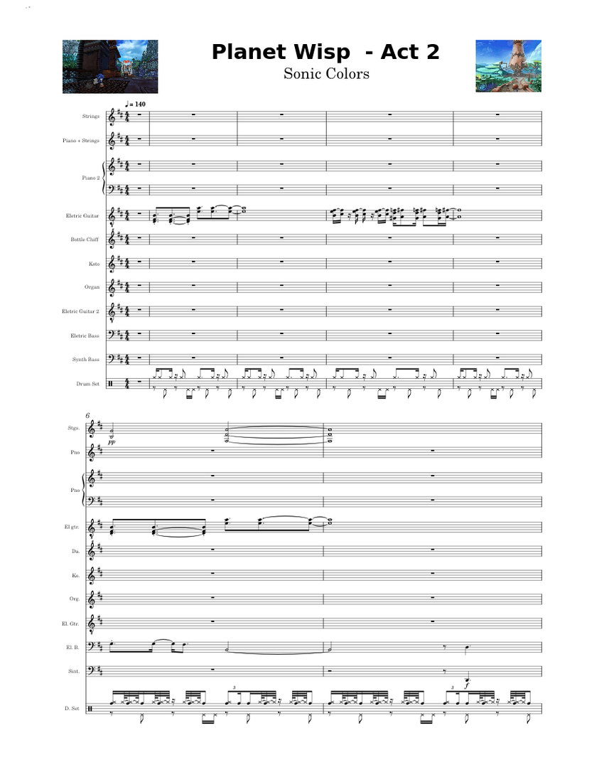 Planet Wisp Act 2 - Sonic Colors Sheet music for Piano, Organ, Guitar ...