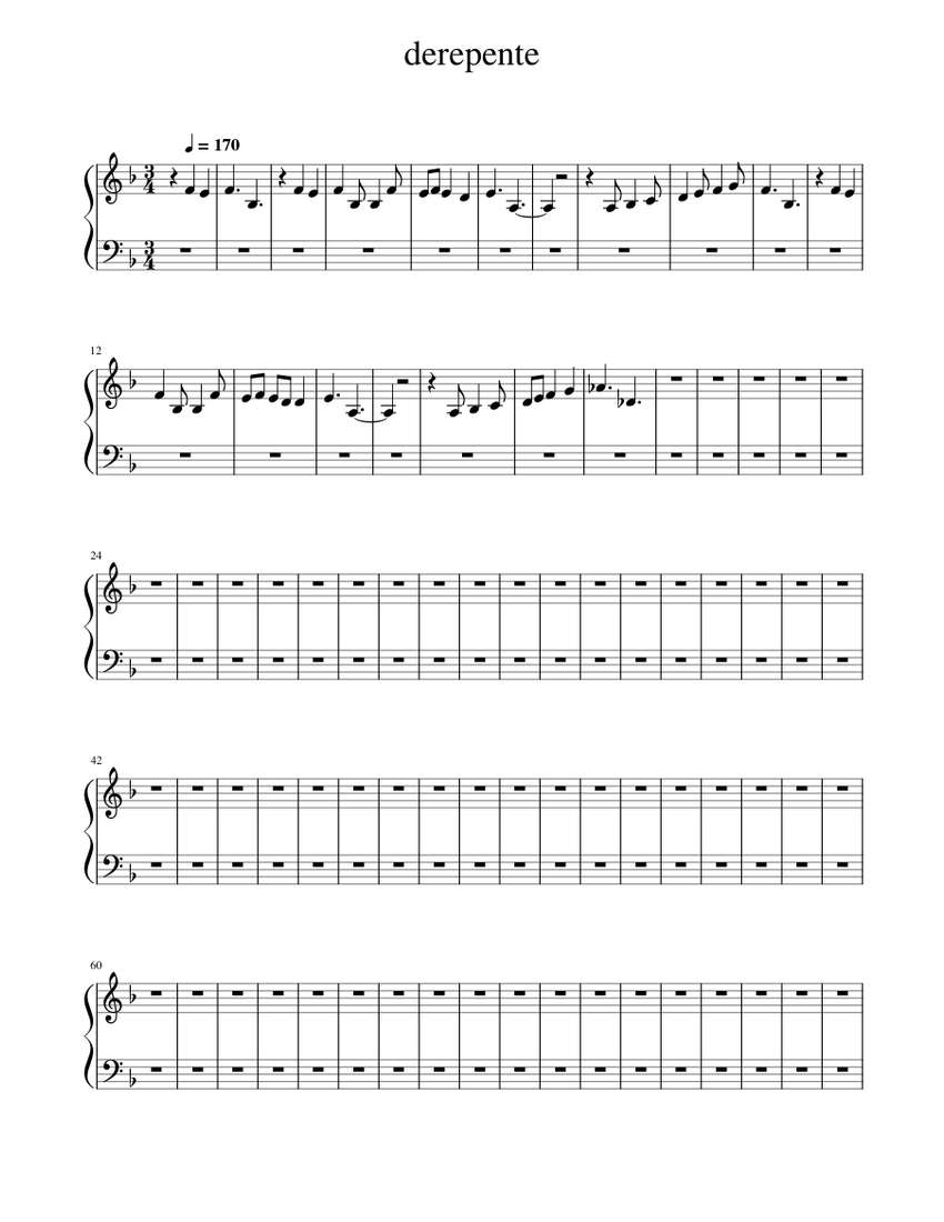 De Repente Sheet music for Piano (Solo) Easy | Musescore.com