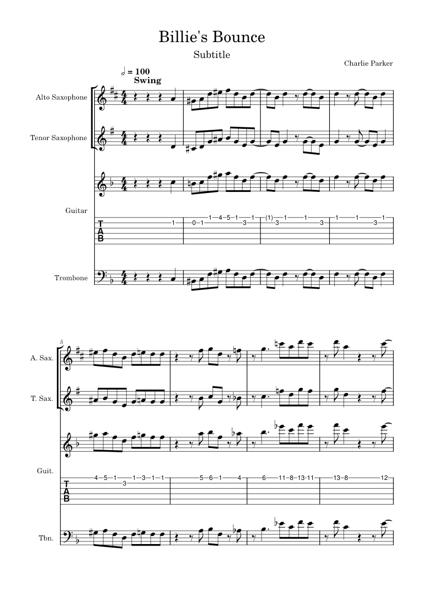 Billies bounce – Wes Montgomery Billie's Bounce for Eb, Bb and C ...