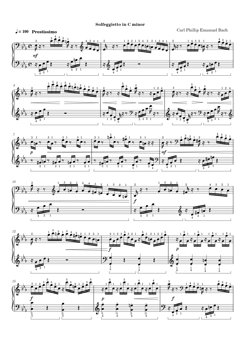 Carl Philipp Emanuel Bach - Solfeggio Sheet music for Piano (Solo ...