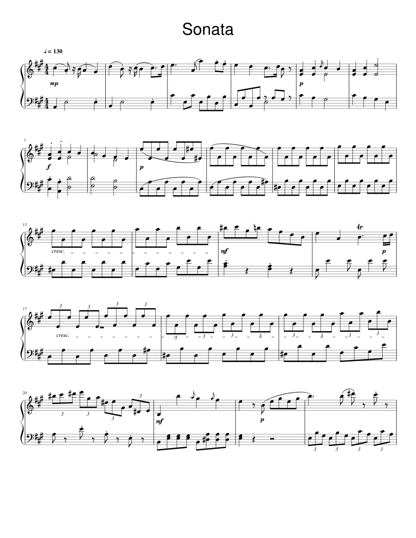 Sonata in A (Exposition) Sheet music for Piano (Solo) | Musescore.com