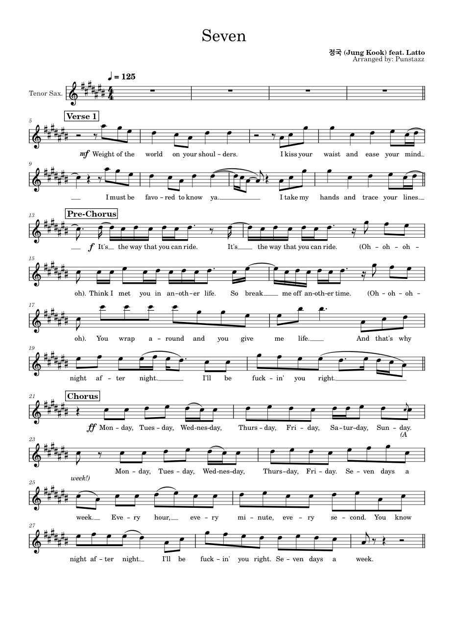 Seven (feat. Latto) – Jungkook (정국) (w/ Lyrics) - piano tutorial