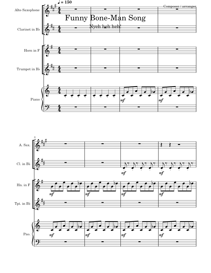 Bonetrousle – Toby Fox Sheet Music for Piano, Saxophone alto, French horn, Clarinet other & more ...