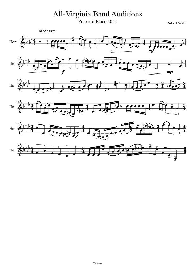 Prepared Etude 2012 Horn in F Sheet music for French horn (Solo ...