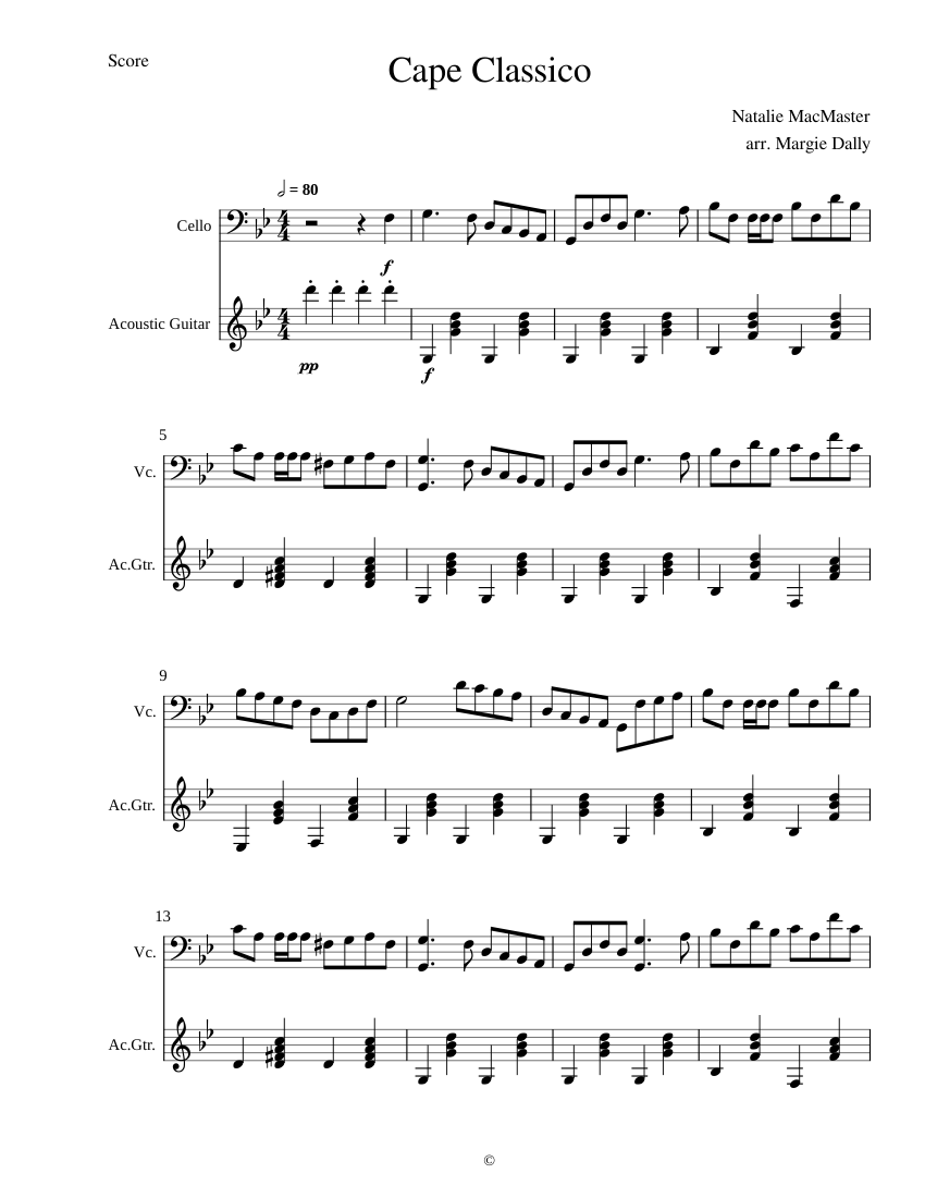 Cape Classico – Natalie MacMaster Sheet music for Cello, Guitar (Mixed ...