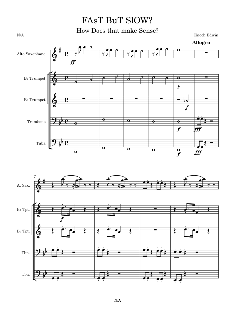 FAsT BuT SlOW Sheet music for Trombone, Tuba, Saxophone alto, Trumpet ...