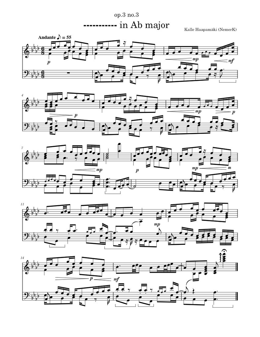 Invention In Ab major Sheet music for Piano (Solo) | Musescore.com