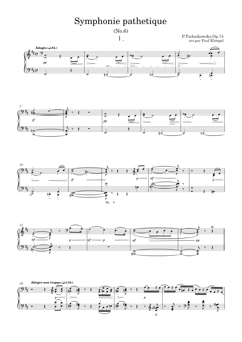 Symphony No.6, Op.74 – Pyotr Ilyich Tchaikovsky - Paul.Klengel Sheet music for Piano (Solo ...
