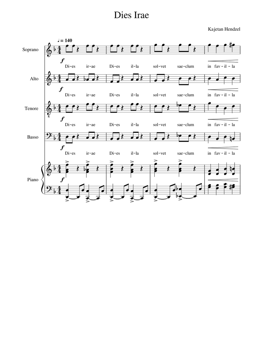 Dies Irae Sheet music for Piano, Soprano, Alto, Tenor & more ...