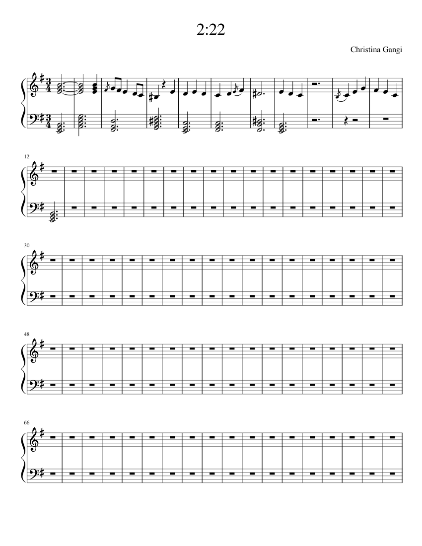 2:22 Sheet music for Piano (Solo) Easy | Musescore.com