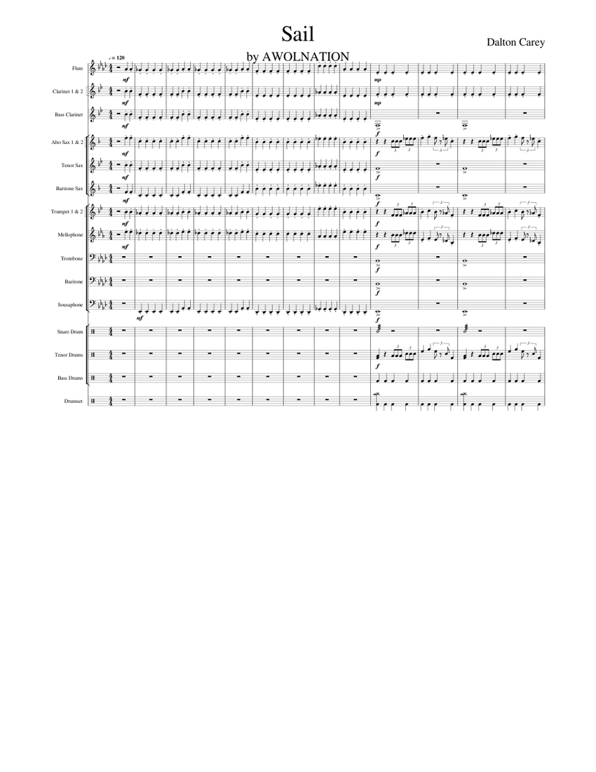 Sail Sheet music for Trombone, Tuba, Flute, Clarinet in b-flat & more ...