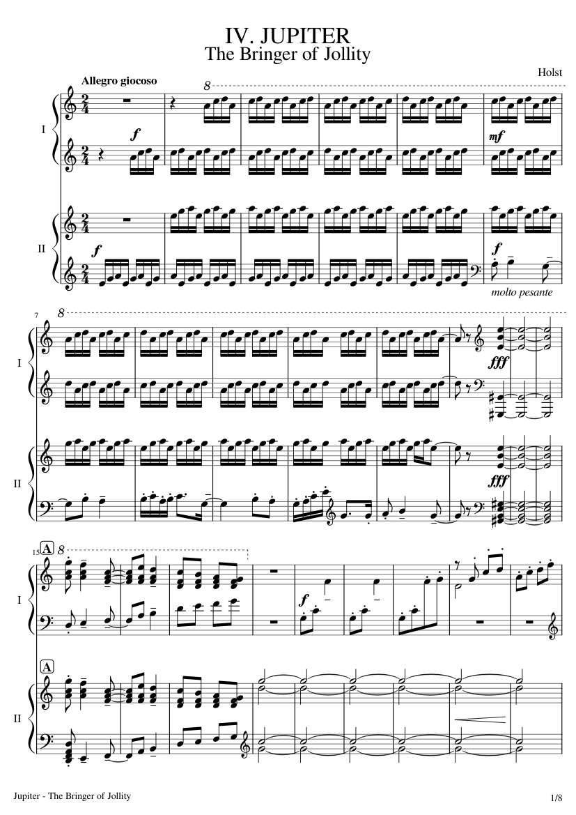 Jupiter, The Bringer Of Jollity – Gustav Holst , SM Sheet music for ...