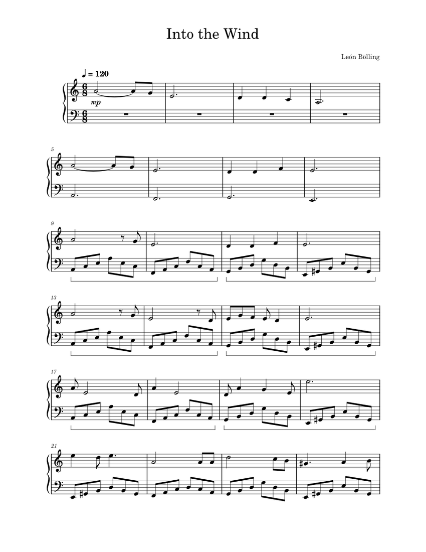 Into The Wind Sheet music for Piano (Solo) | Musescore.com