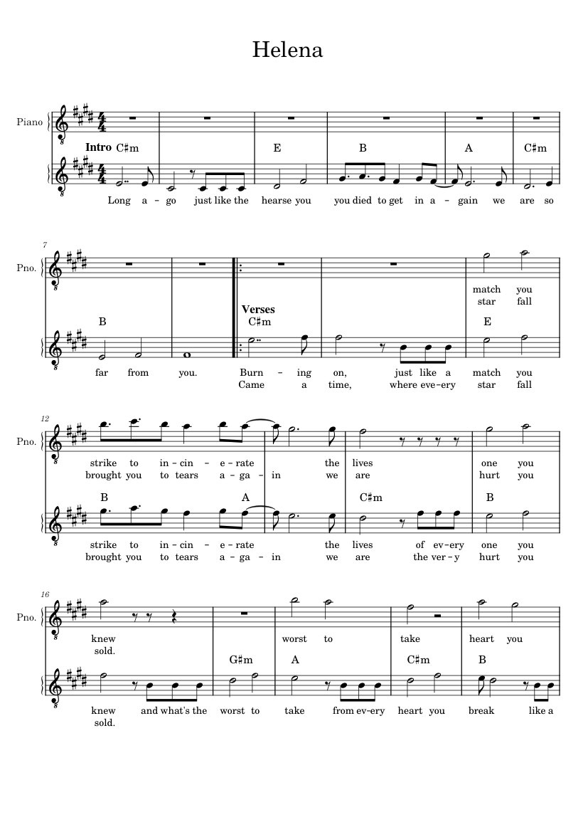 Chords melody harmony My Chemical Romance Helena Chords Melody Harmony ...