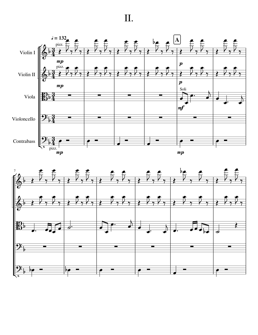 Fantasia for Strings II Sheet music for Contrabass, Violin, Viola, Cello (String Quintet ...