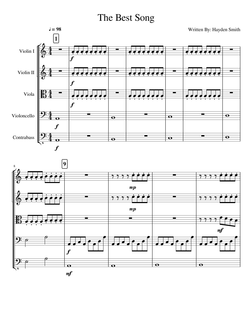 The Best Song Sheet music for Contrabass, Violin, Viola, Cello (String ...
