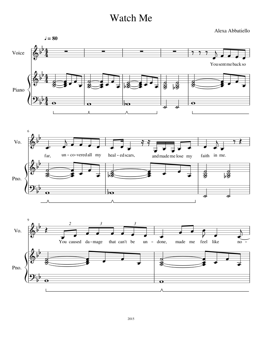 Watch Me Sheet music for Piano, Vocals (Piano-Voice) | Musescore.com