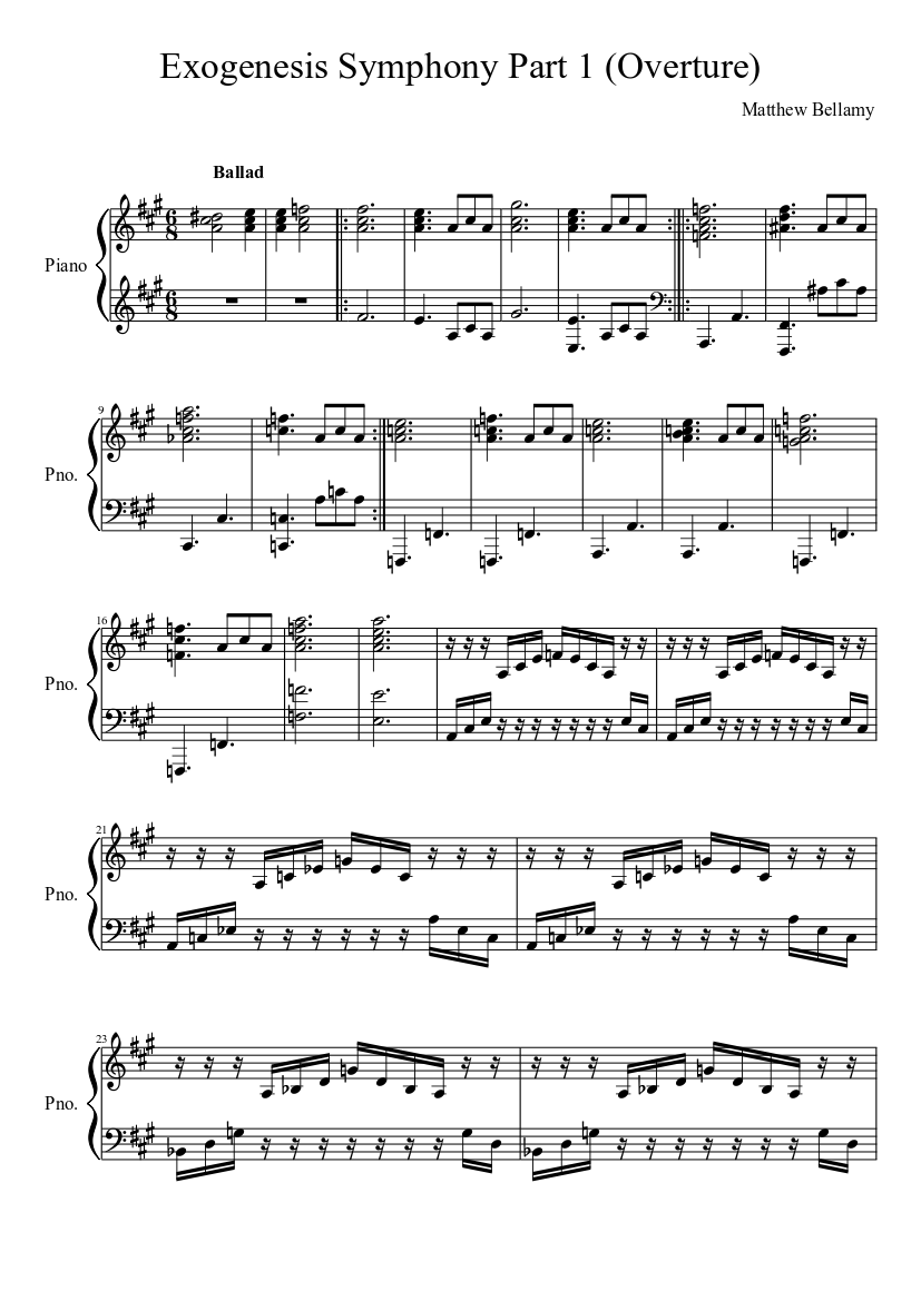 Exogenesis Symphony Part 1 (Overture) Sheet music for Piano (Solo ...