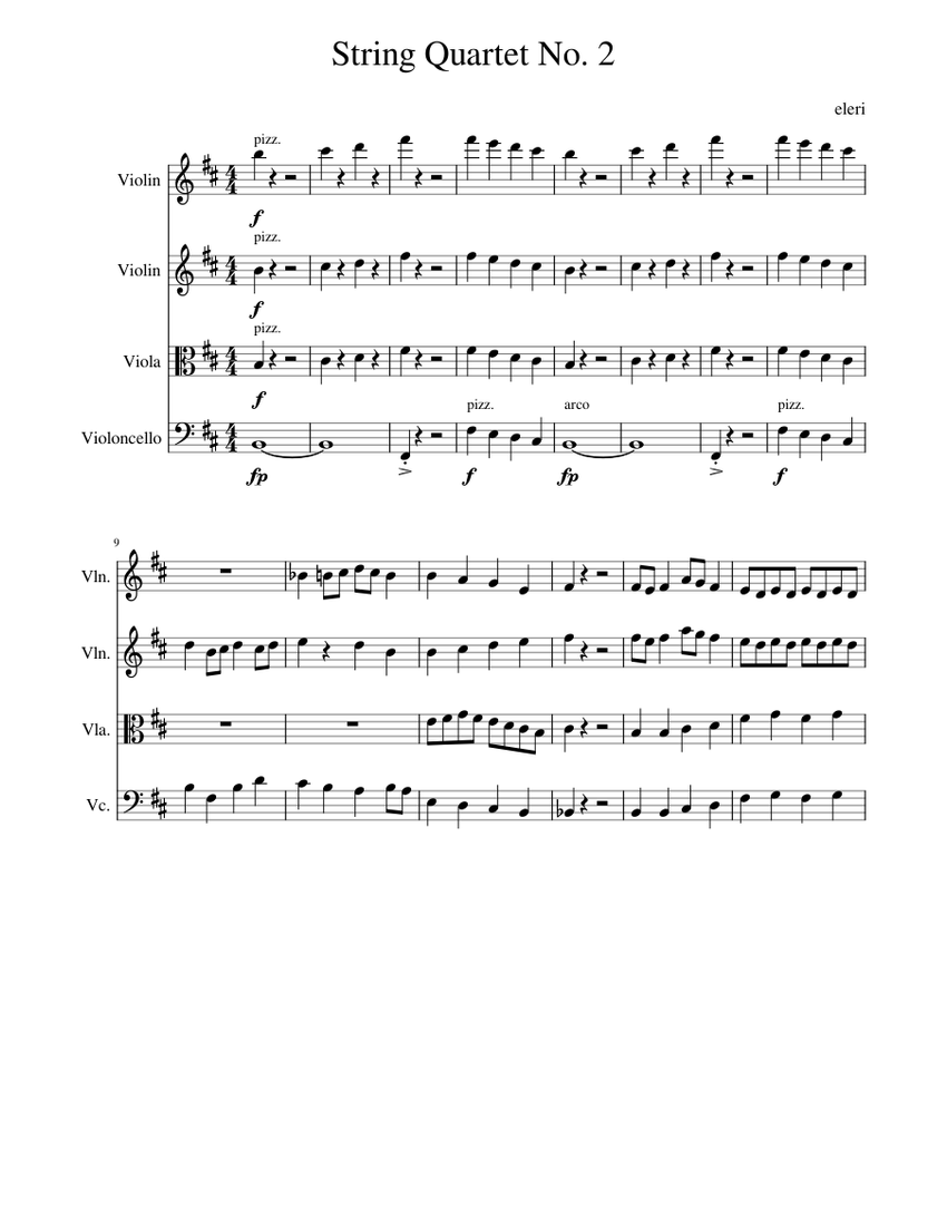 String_Quartet 2 Sheet music for Violin, Viola, Cello (String Quartet ...