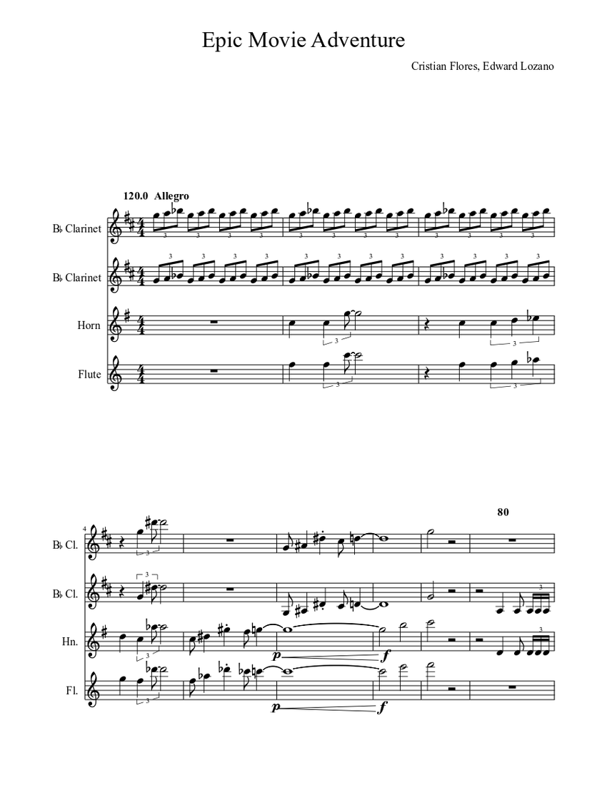 Epic Movie Adventure Sheet music for Flute, Clarinet (Mixed Trio ...
