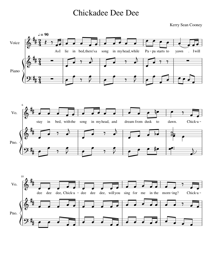 Chickadee Dee Dee Sheet music for Piano, Vocals (Piano-Voice ...