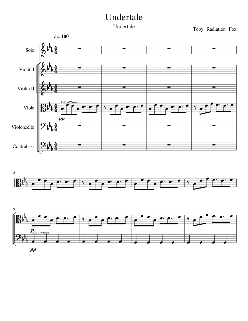 Undertale - Undertale (String Orchestra) Sheet music for Contrabass ...