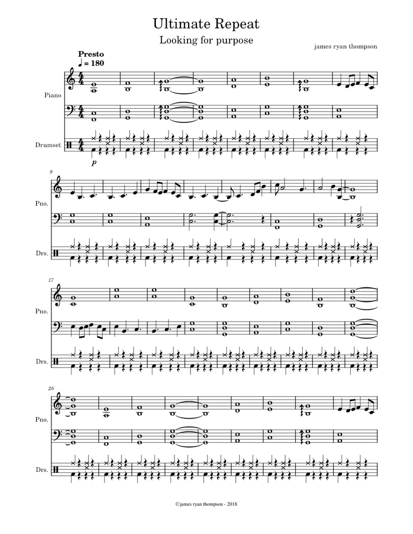 Ultimate Repeat Sheet music for Piano, Drum group (Percussion Duet) | Musescore.com