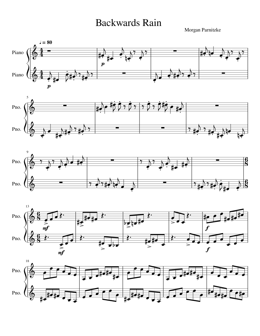 Backwards Rain Sheet music for Piano (Piano Duo) | Musescore.com