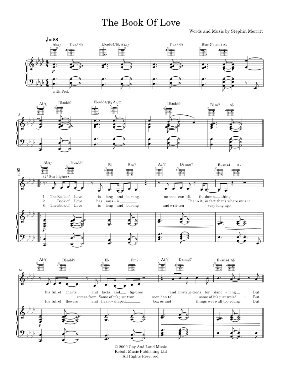 Play Official version of The book of love Sheet Music by Peter Gabriel ...