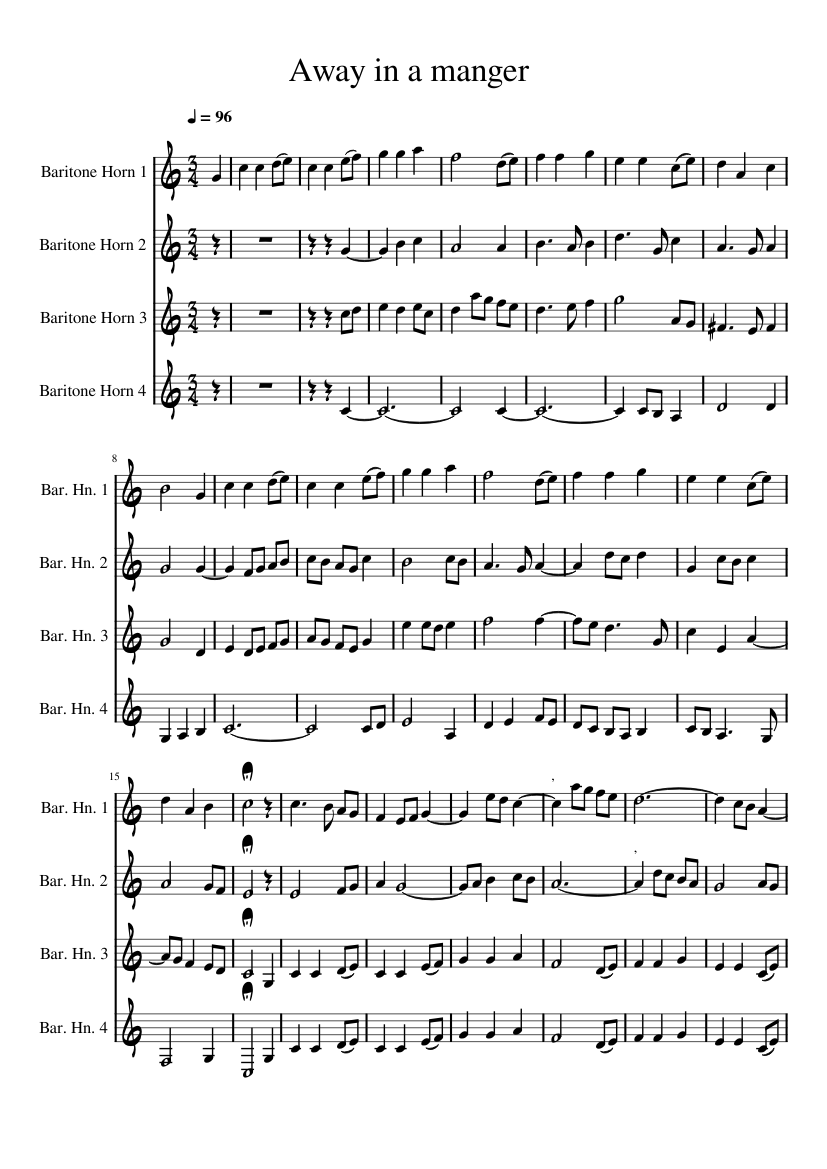 Away in a manger – Misc Christmas Sheet music for Baritone horn (Brass ...